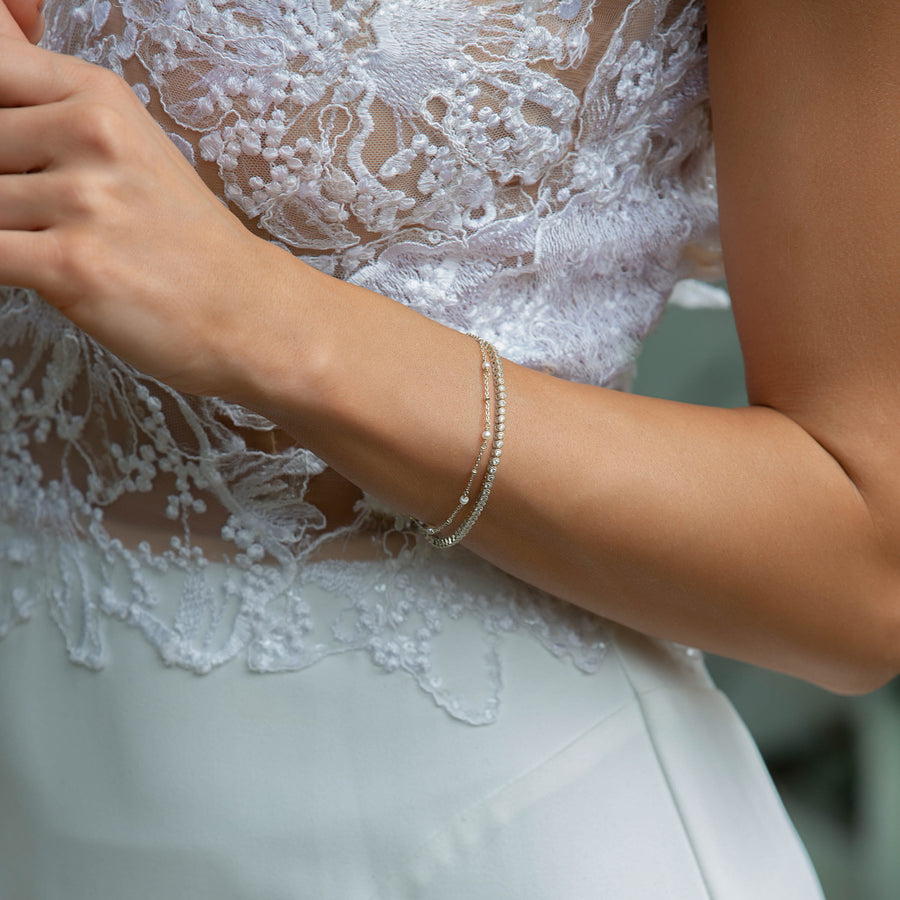 Stack-able Bridal Bracelet Sets| Dainty Delicate Pearl Bracelet – AMYO ...