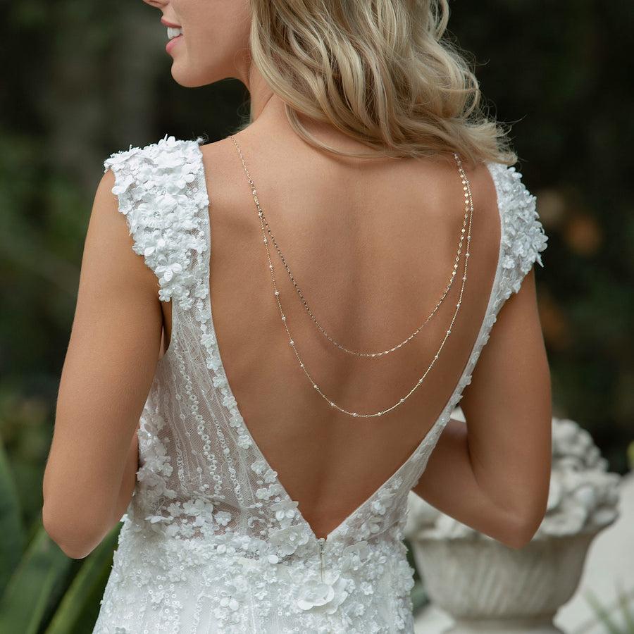Bridal Pearl Back Necklace Jewelry | Backdrop Sterling Silver Necklace ...