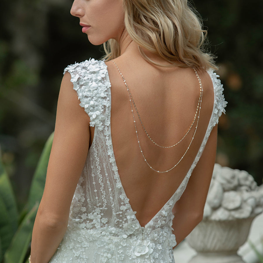 Bridal Pearl Back Necklace Jewelry | Backdrop Sterling Silver Necklace ...