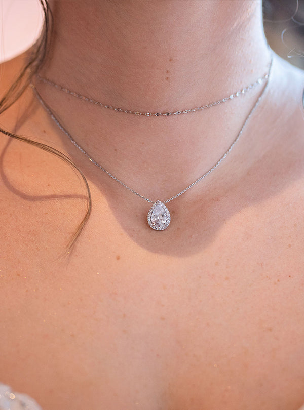 Bridal Silver Back Necklace | Back Pendant Drop Wedding Jewelry Set ...